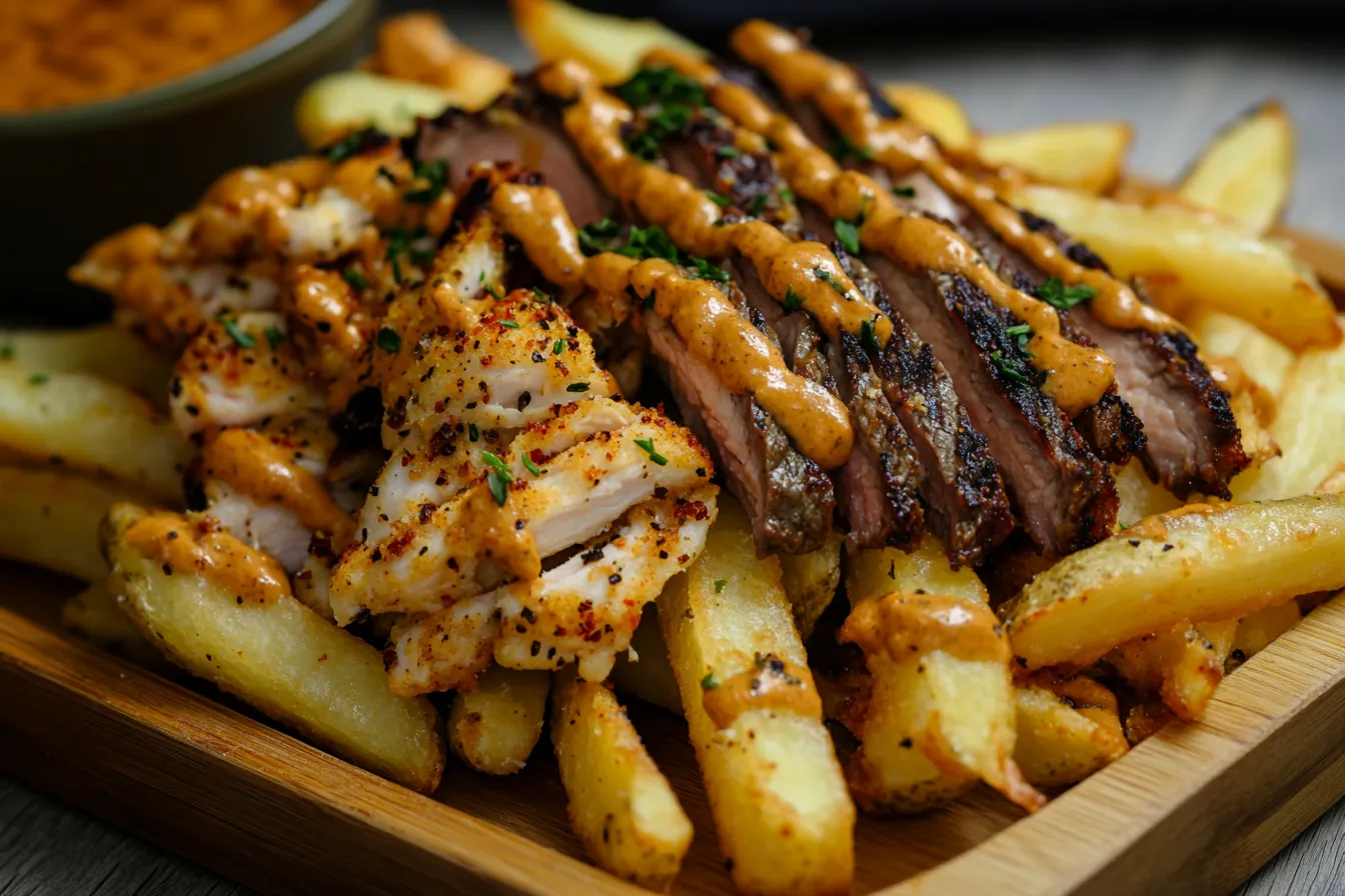Mouthwatering Philly Steak Fries With Seasoned Chicken